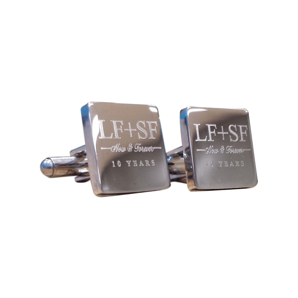 Personalised Engraved Square Silver Cufflinks | Ties n' Cuffs