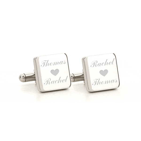 Personalised Engraved Square Silver Cufflinks | Ties n' Cuffs